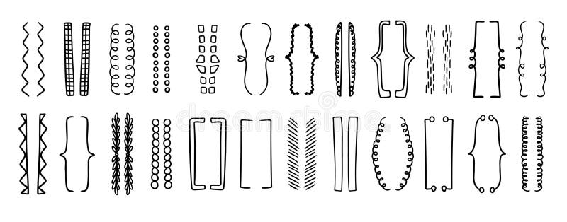Hand Drawn Doodle Brackets Set. Scribble Brackets and Drawing in Black ...