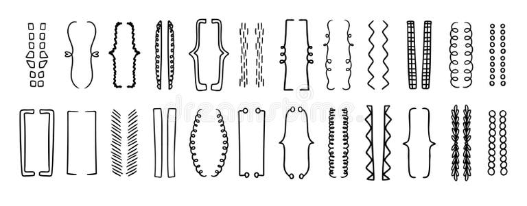 Hand Drawn Doodle Brackets Set. Scribble Brackets and Drawing in Black ...