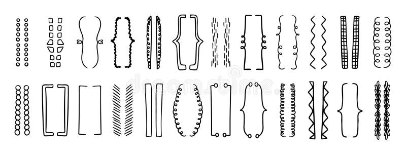 Hand Drawn Doodle Brackets Set. Scribble Brackets and Drawing in Black ...