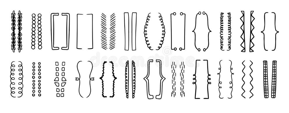 Hand Drawn Doodle Brackets Set. Scribble Brackets and Drawing in Black ...