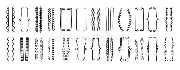 Hand Drawn Doodle Brackets Set. Scribble Brackets and Drawing in Black ...