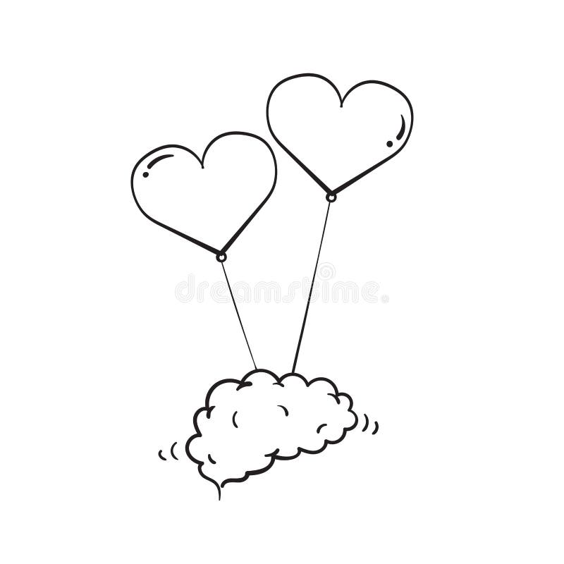 Hand Drawn Doodle Brain and Love Concept Illustration Vector Isolated ...