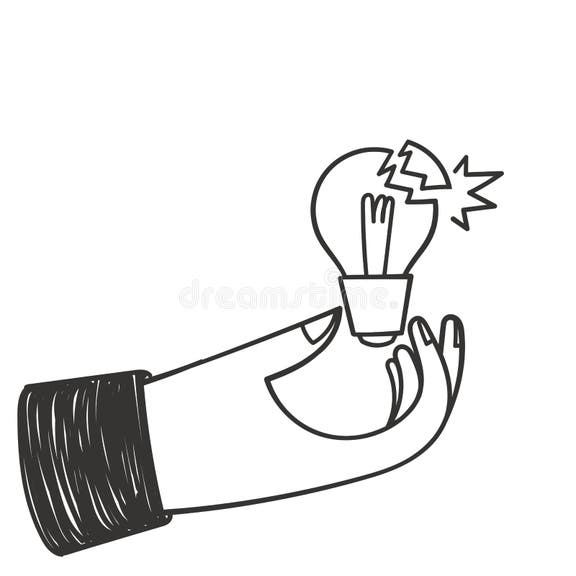 Hand Drawn Doodle Broken Light Bulb Illustration Stock Vector ...
