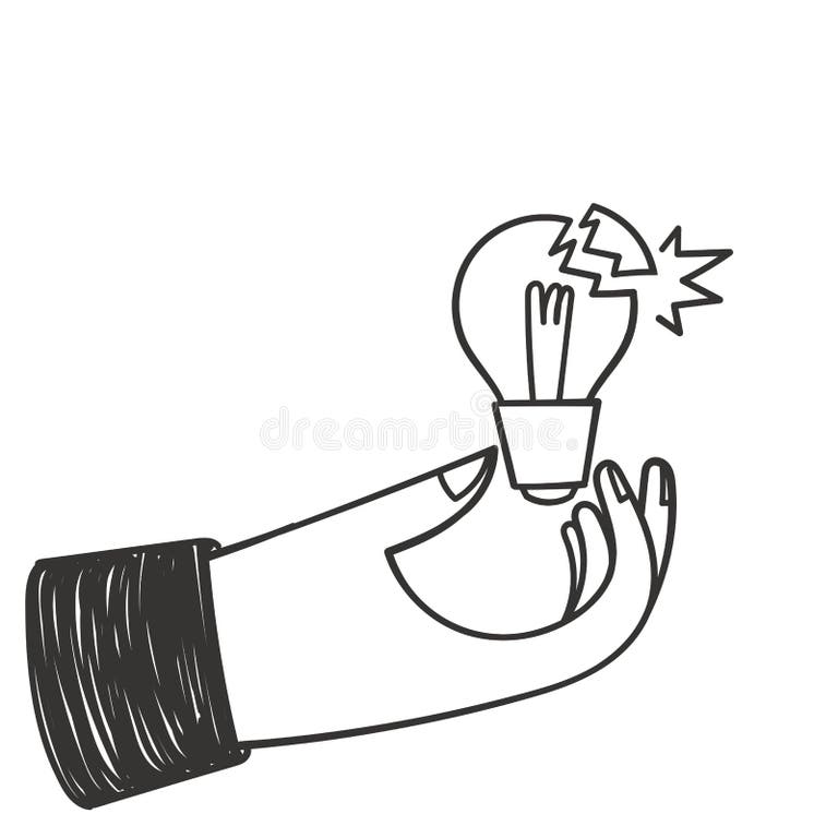 Hand Drawn Doodle Broken Light Bulb Illustration Stock Vector ...
