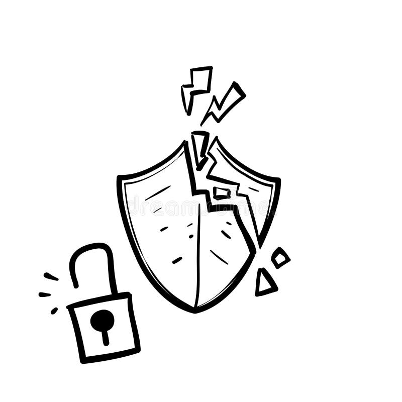 Hand Drawn Doodle Broken Shield Illustration Vector Stock Vector ...