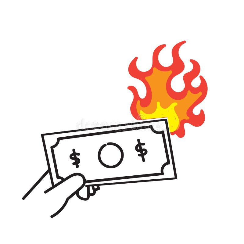 Hand Drawn Doodle Burning Money Concept Illustration Vector Stock ...