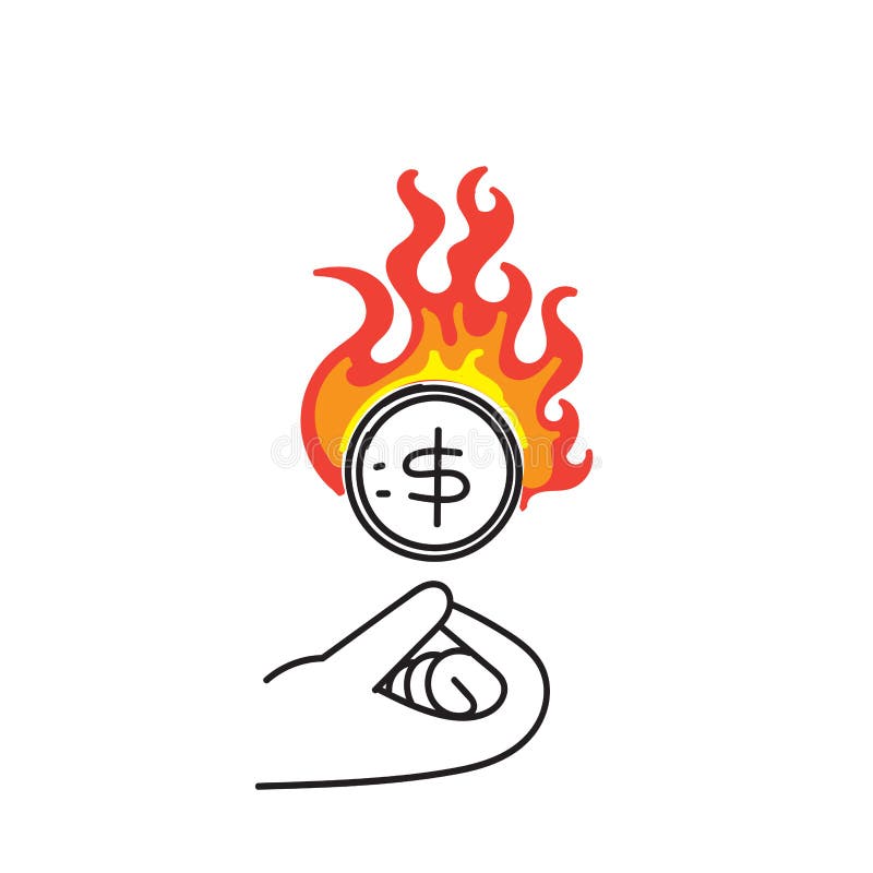 Hand Drawn Doodle Burning Money Concept Illustration Vector Stock ...