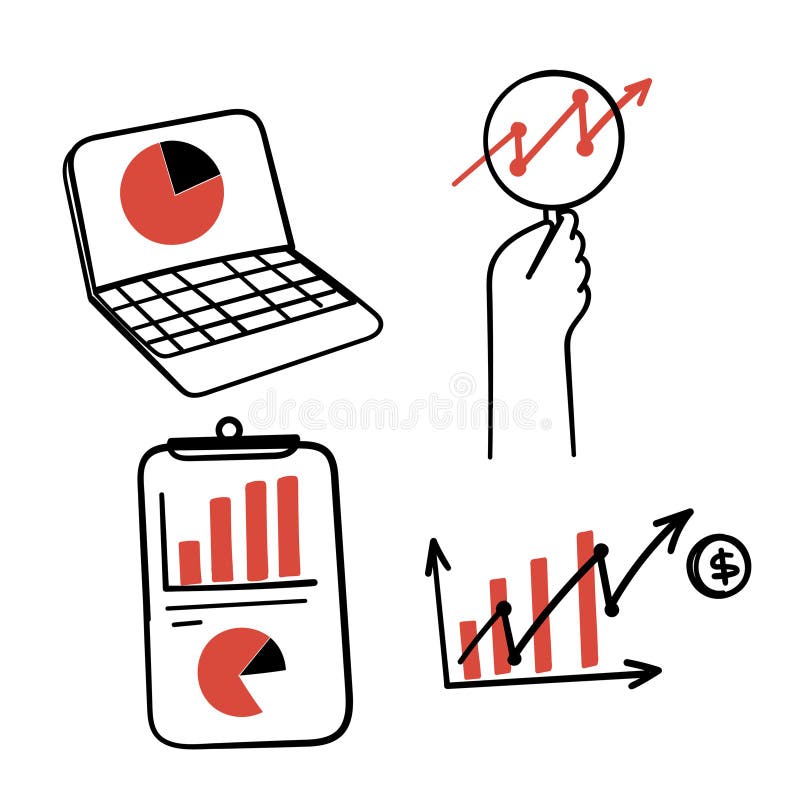 Hand Drawn Doodle Business Data Analyst Icon Related Stock Vector ...