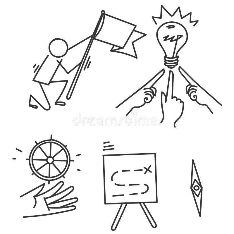 Hand Drawn Doodle Business Strategy Related Icon Illustration Vector ...