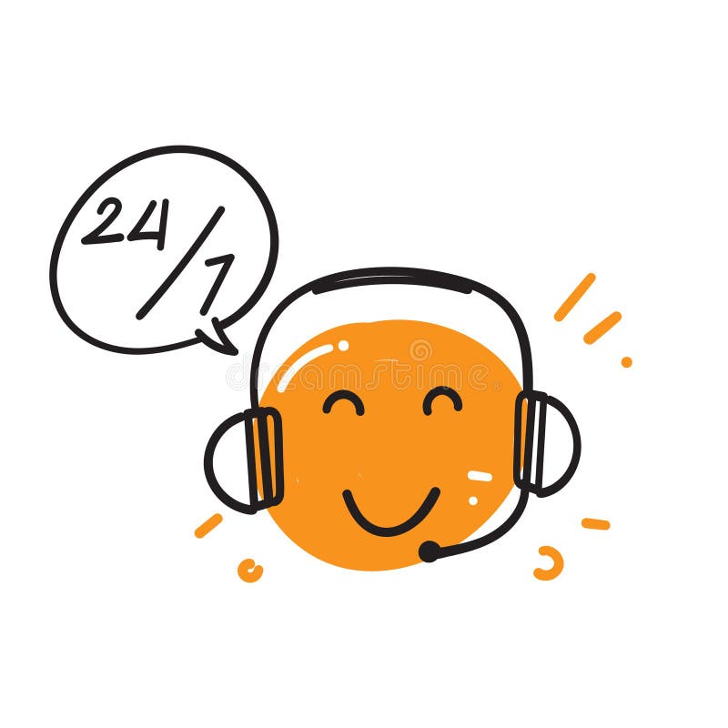 Hand Drawn Doodle Call Center 24 Hours Illustration Stock Vector ...