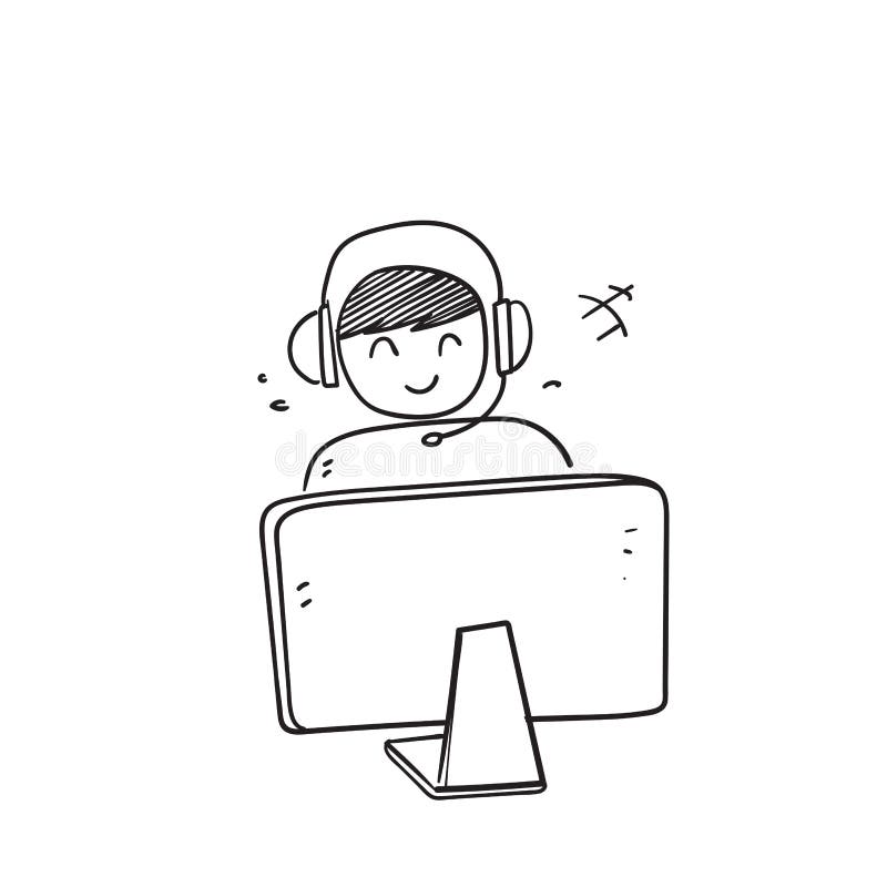 Hand Drawn Doodle Call Center Icon and Support Customer Illustration ... Hand Drawn Doodle Call Center Icon and Support Customer Illustration ...