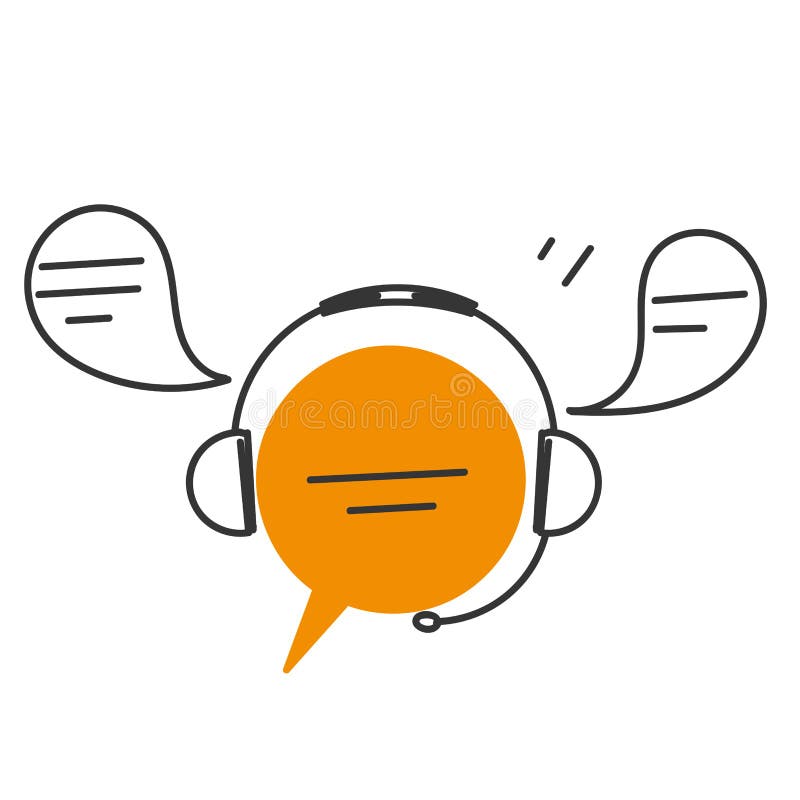 Hand Drawn Doodle Call Center and Online Customer Support Illustration ...