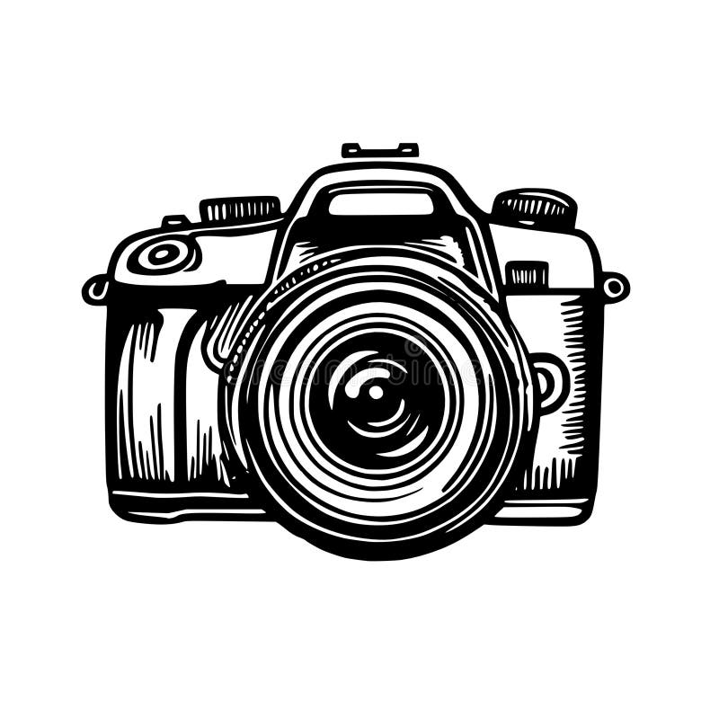 Hand Drawn Doodle Camera. Sketch Illustration Isolated on White Stock ...