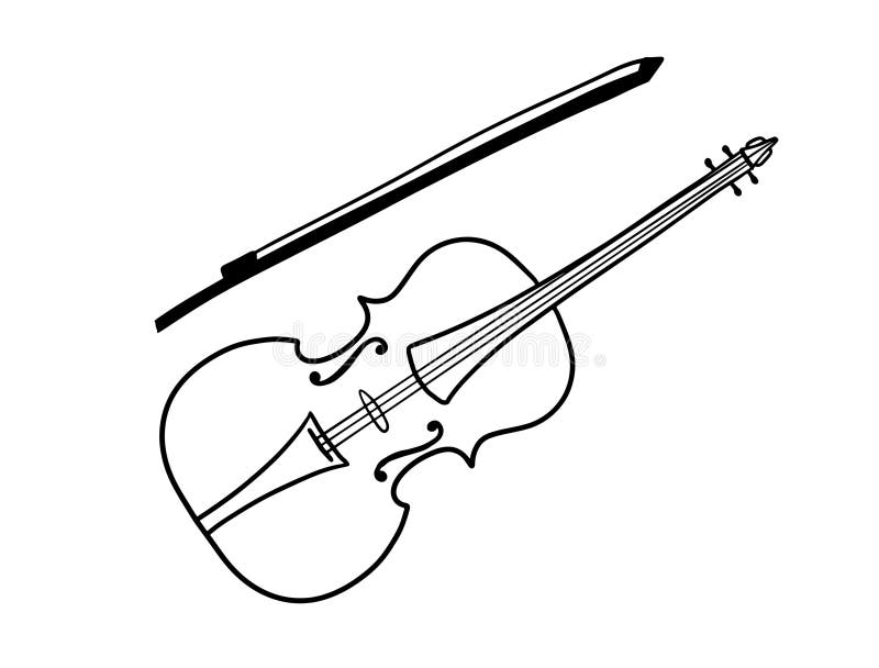 Hand Drawn Doodle of Classical Violin and Bow. Musical Instrument Stock ...