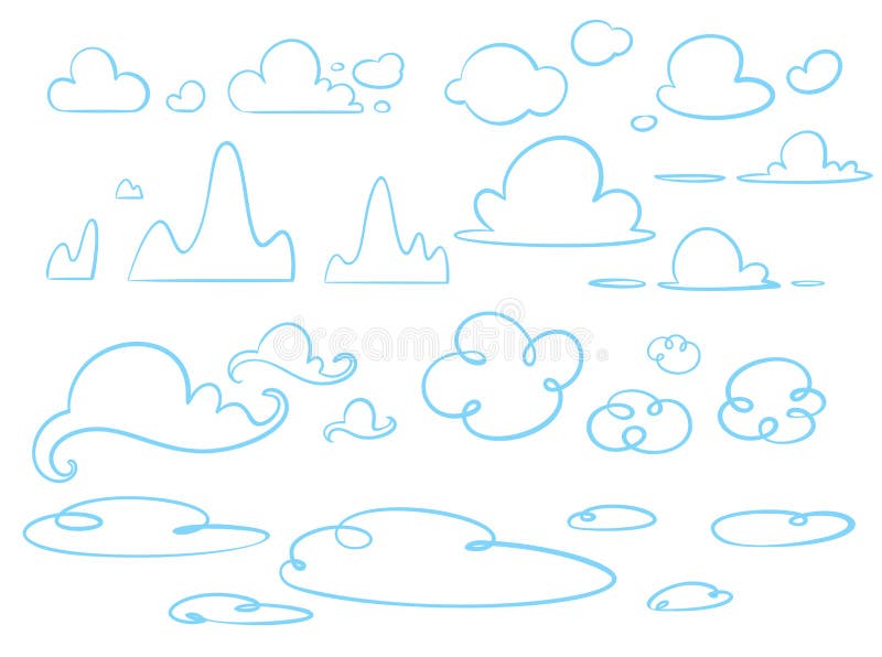 Sun With Clouds Doodle Hand Drawn Collection. Stock Vector ...