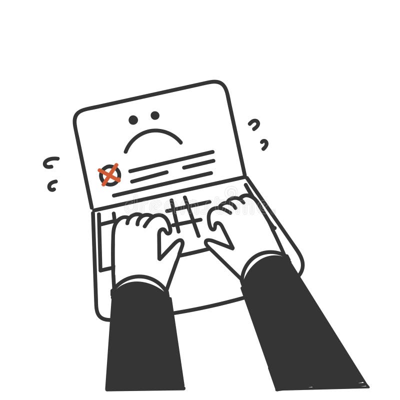 Hand Drawn Doodle Computer Operating System Crash Stock Illustration ...