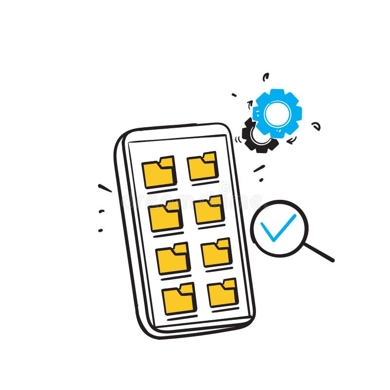 Hand Drawn Doodle Concept of File Management Folder Illustration Vector ...