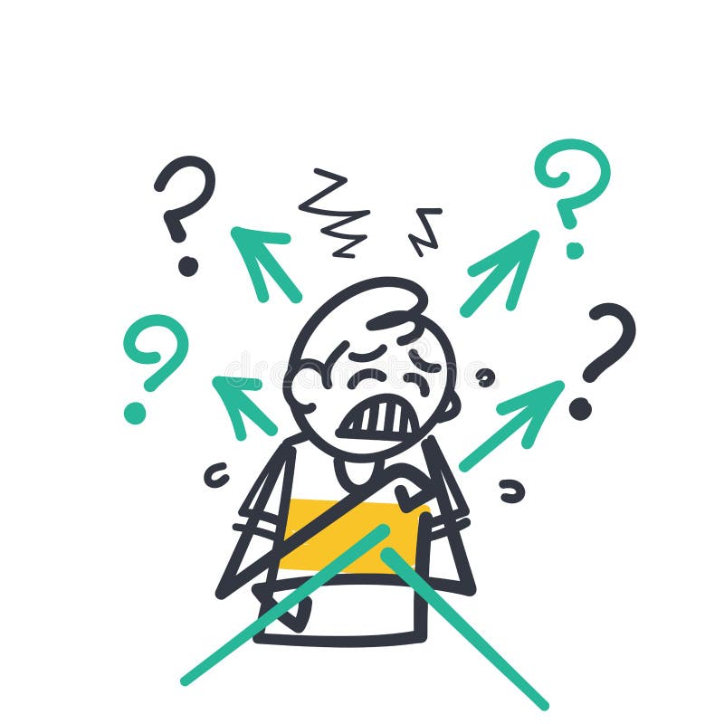 Hand Drawn Doodle Confused Person for Choice Illustration Vector ...