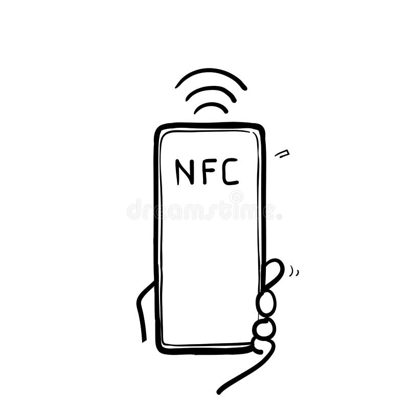 Hand Drawn Doodle Contactless Wireless Payment Nfc Illustration Vector ...