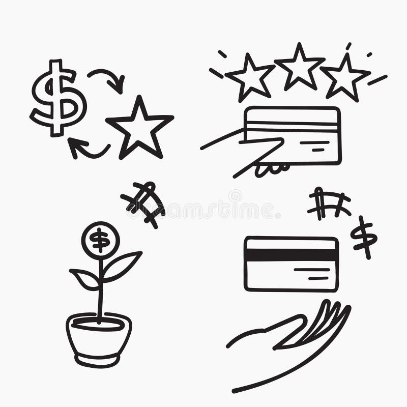 Hand Drawn Doodle Credit Card Loyalty Program Illustration Stock ...