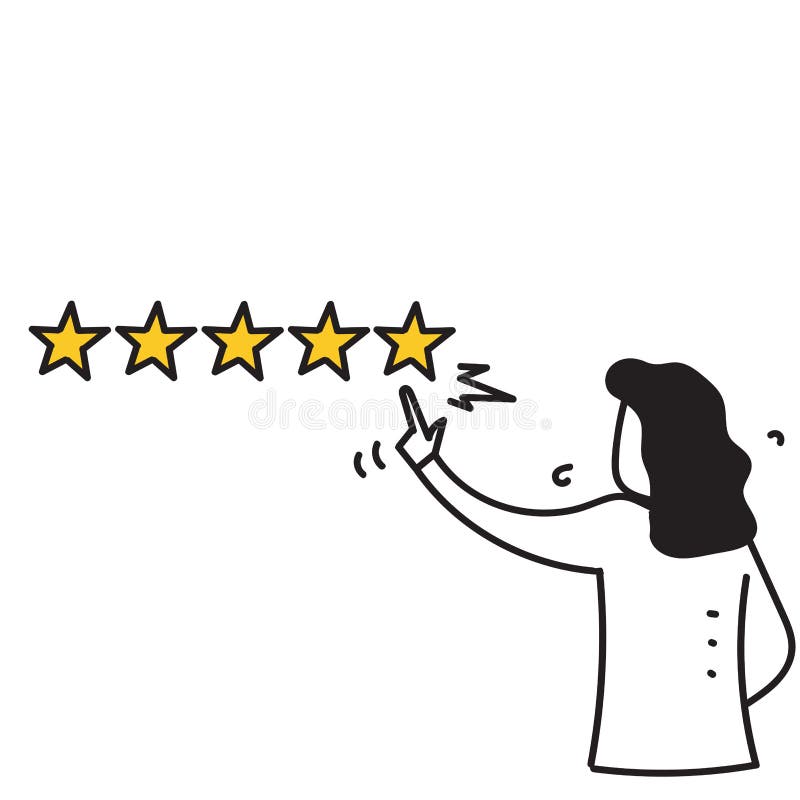 Hand Drawn Doodle Customer Review Five Star Illustration Vector Stock ...