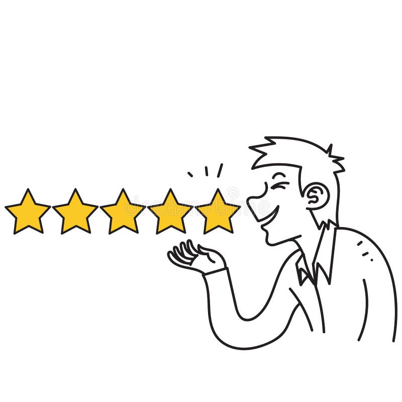 Hand Drawn Doodle Customer Review Five Star Illustration Vector Stock ...