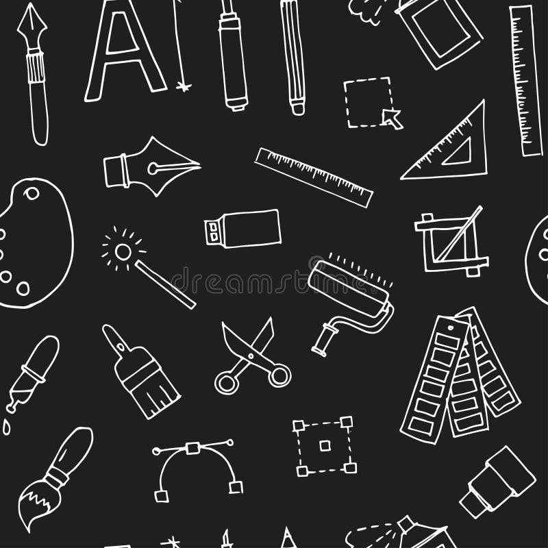 Hand Drawn Doodle Design Tools Seamless Pattern Stock Vector ...