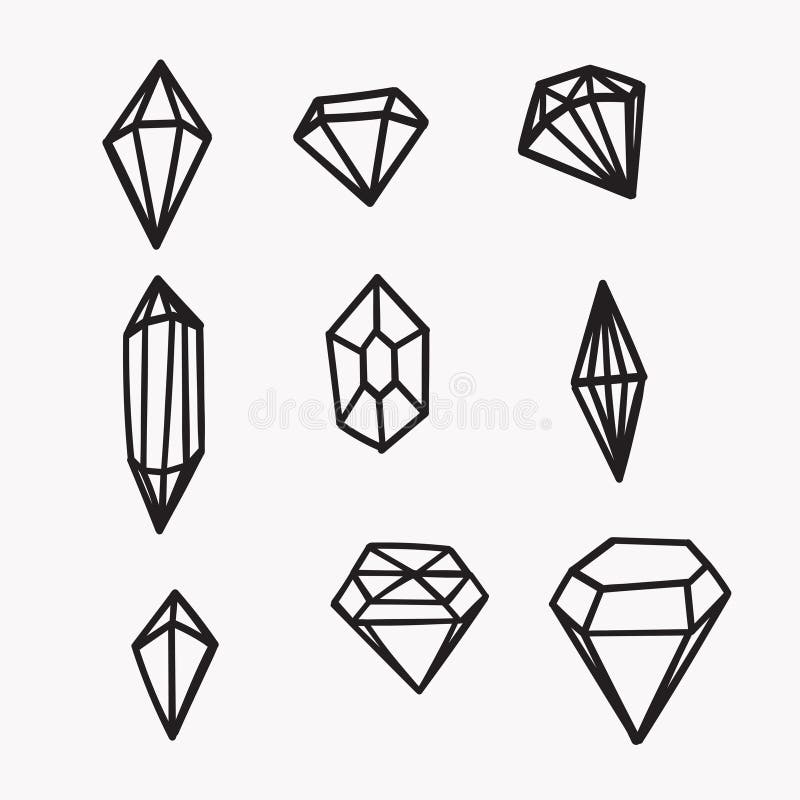 Hand Drawn Doodle Diamond Doodle Illustration Collection Stock Vector ...