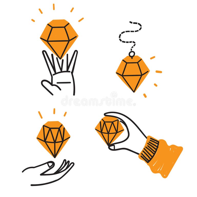 Hand Drawn Doodle Diamond Doodle Illustration Collection Stock Vector ...