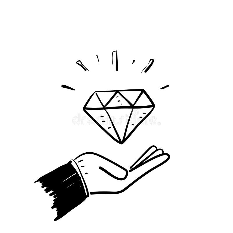 Hand Drawn Doodle Diamond in Palm Hand Illustration Vector Stock Vector ...