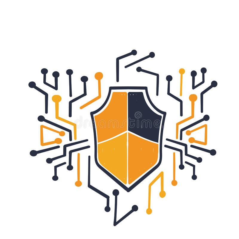 Hand Drawn Doodle Digital Shield Illustration Vector Stock Vector ...