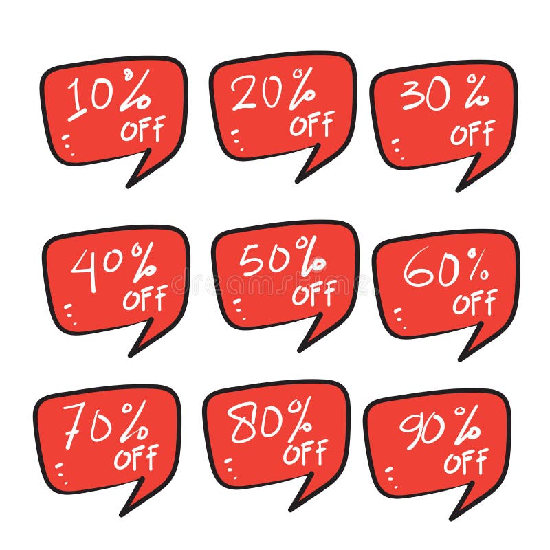 Hand Drawn Doodle Discount Prize Label Illustration Vector Isolated ...