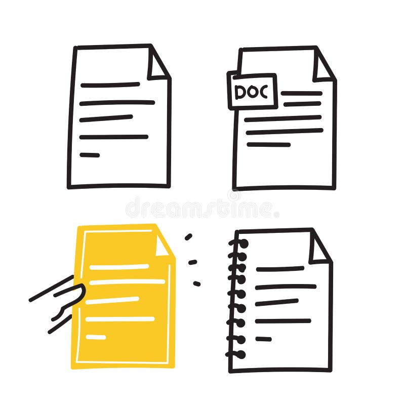 Hand Drawn Doodle Document File Icons Illustration Stock Vector ...
