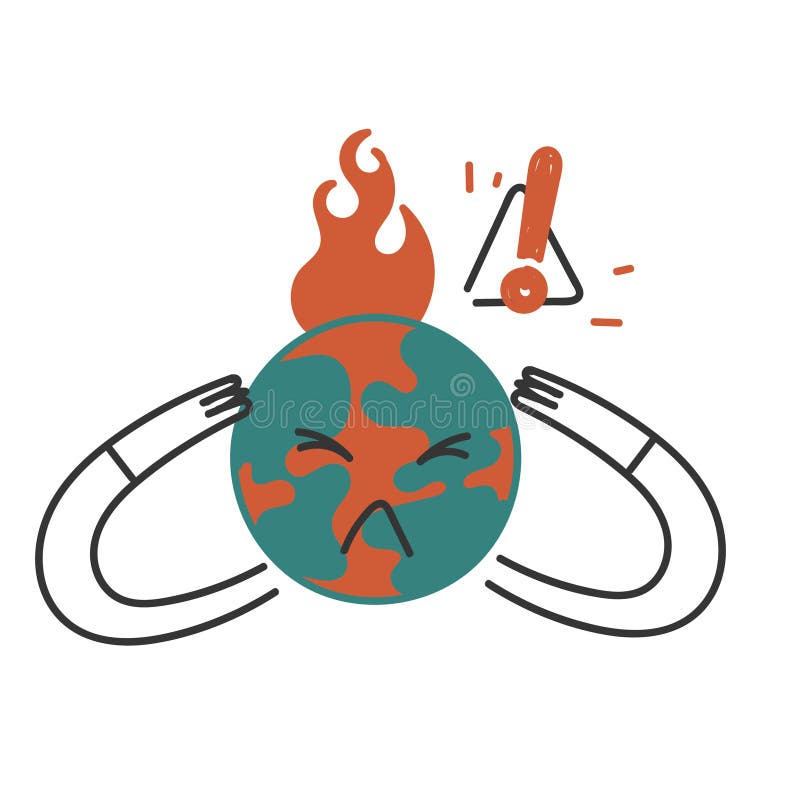 Hand Drawn Doodle the Earth Burned with Fire Illustration Stock Vector ...