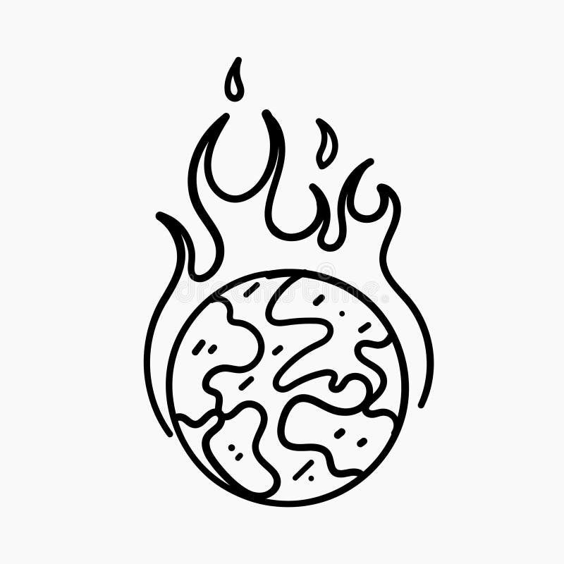 Hand Drawn Doodle the Earth is Burning Illustration Vector Stock Vector ...