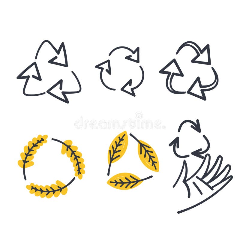 Hand Drawn Doodle Eco Sign with Leaf Illustration Vector Stock Vector ...