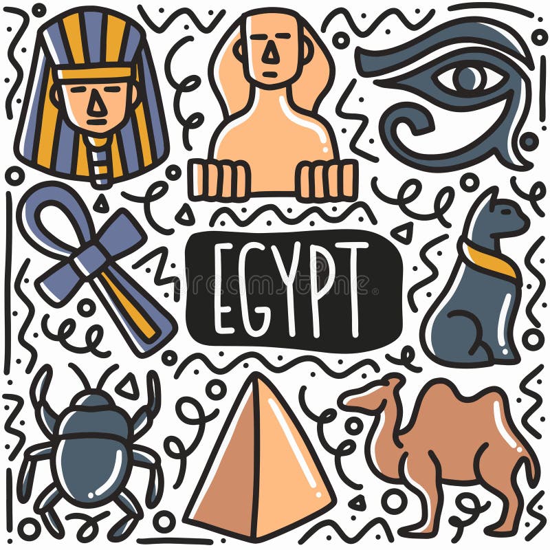 Doodle Map of Egypt stock vector. Illustration of shiny - 125161985