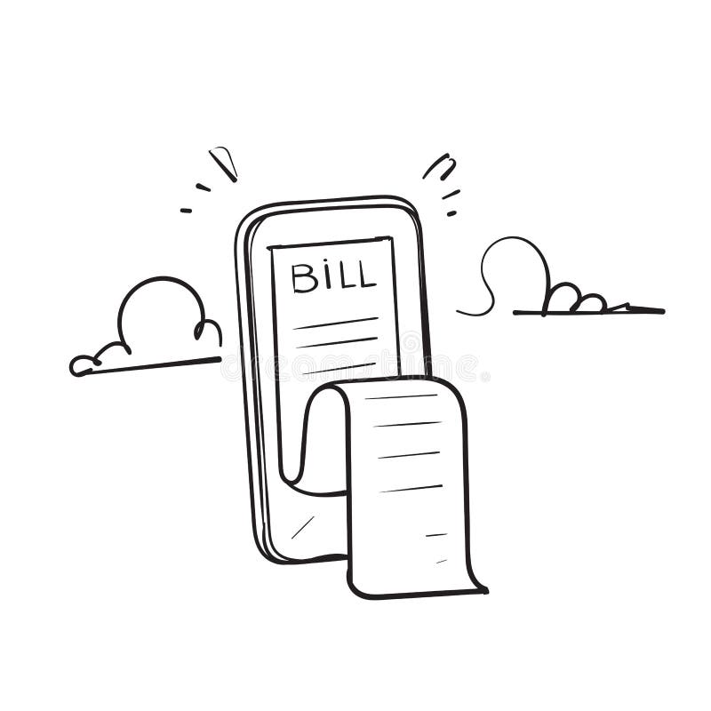 Hand Drawn Doodle Electronic Payment Bill Receipt Illustration Vector ...