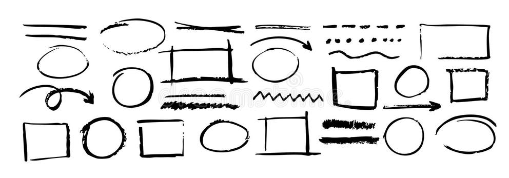 Hand Drawn Doodle Elements with Circles Arrows Frames Lines for ...