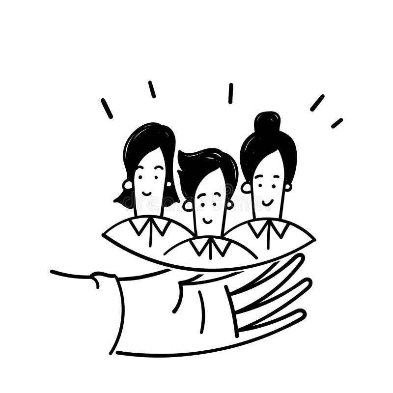 Hand Drawn Doodle Employee or People Group Save Illustration Vector ...