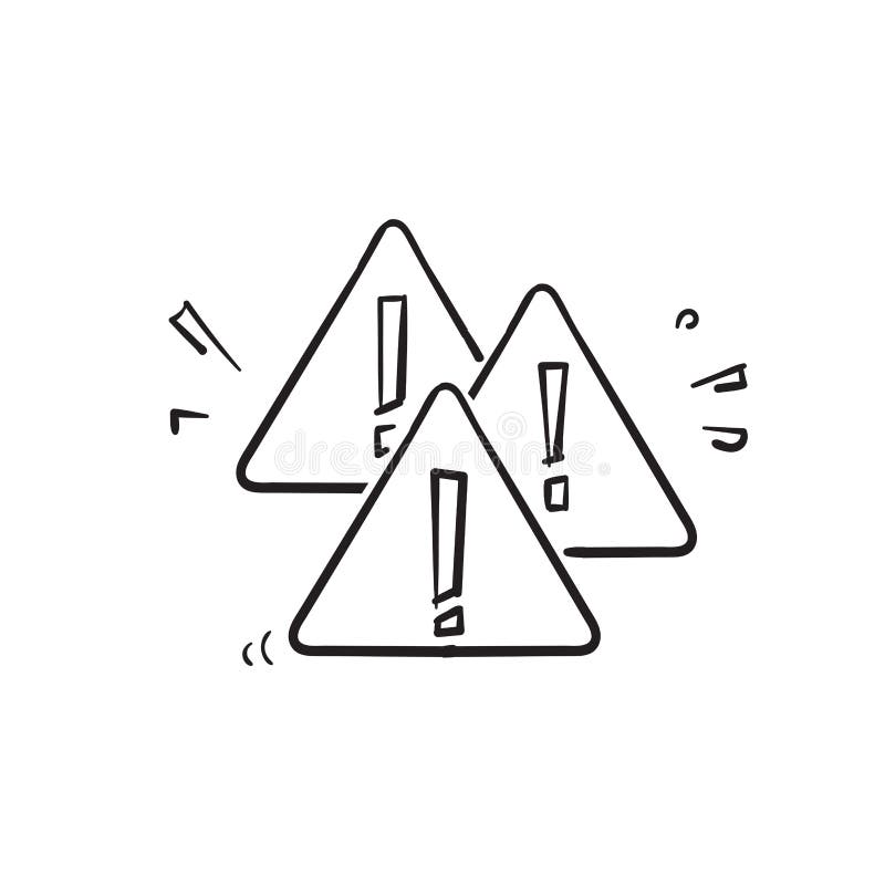 Hand Drawn Doodle Exclamation and Triangle Symbol for Warning Icon ...