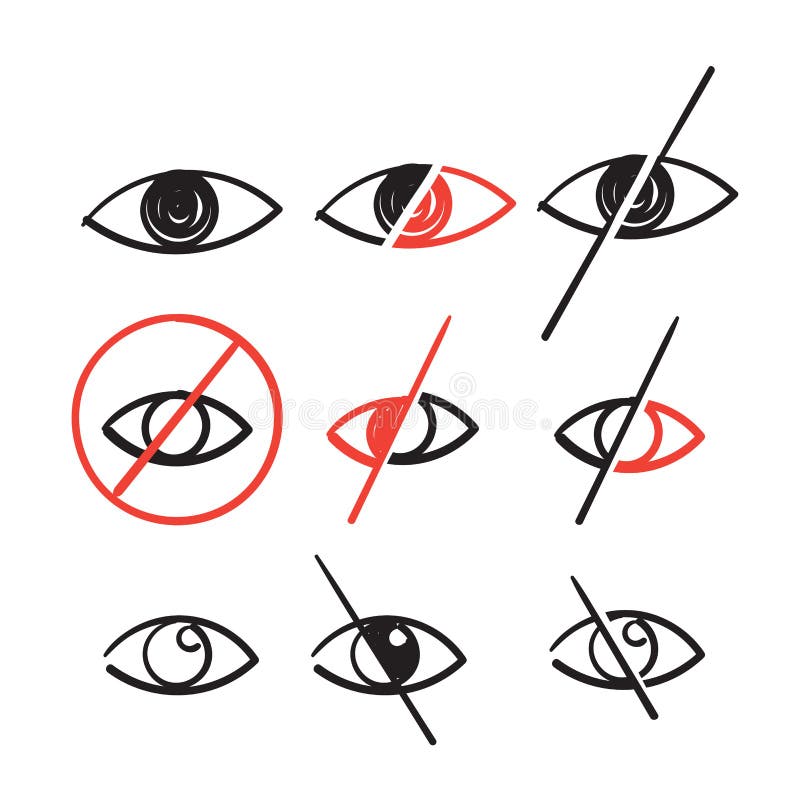 Hand Drawn Doodle Eyes Symbol for Sensitive Content Illustration Vector ...