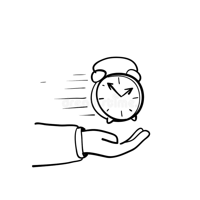 Hand Drawn Doodle Fast Clock on Hand Symbol for Time Value Icon ...