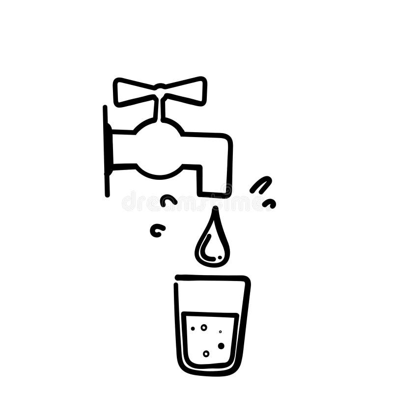 Hand Drawn Doodle Fill Drinking Water from the Tap Stock Vector ...