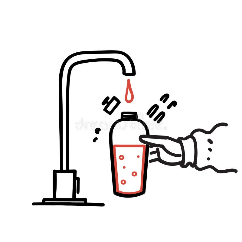 Hand Drawn Doodle Fill Drinking Water from the Tap Stock Vector ...
