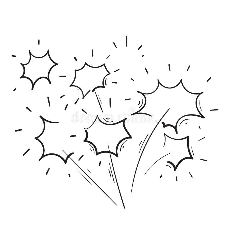 Hand Drawn Doodle Fireworks Illustration Icon Vector Stock Vector ...