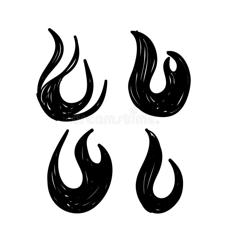 Hand Drawn Doodle Flame Fire Icon Illustration Vector Stock Vector ...