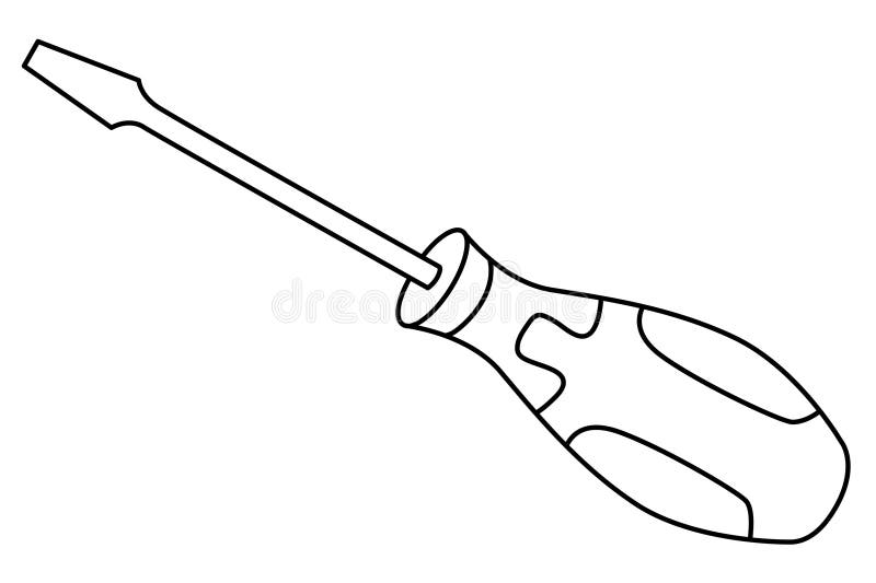 Hand Drawn Doodle Flathead Screwdriver, Vector Illustration, Black ...