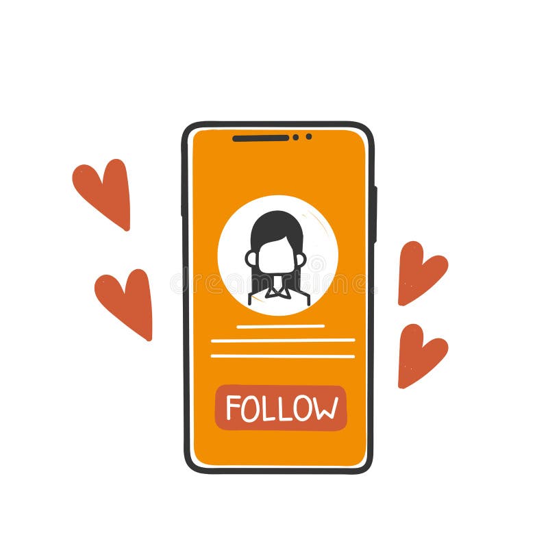 Hand Drawn Doodle Follow on Social Media Platform Illustration Stock ...