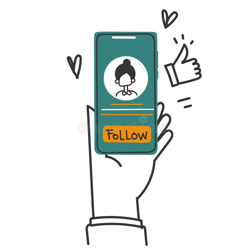 Hand Drawn Doodle Follow on Social Media Platform Illustration Stock ...